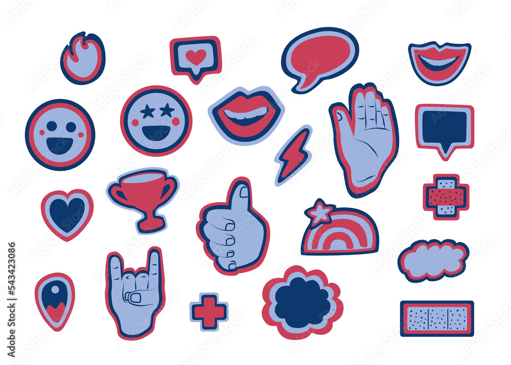 Set de ilustraciones para stickers, colección de ilustraciones ...