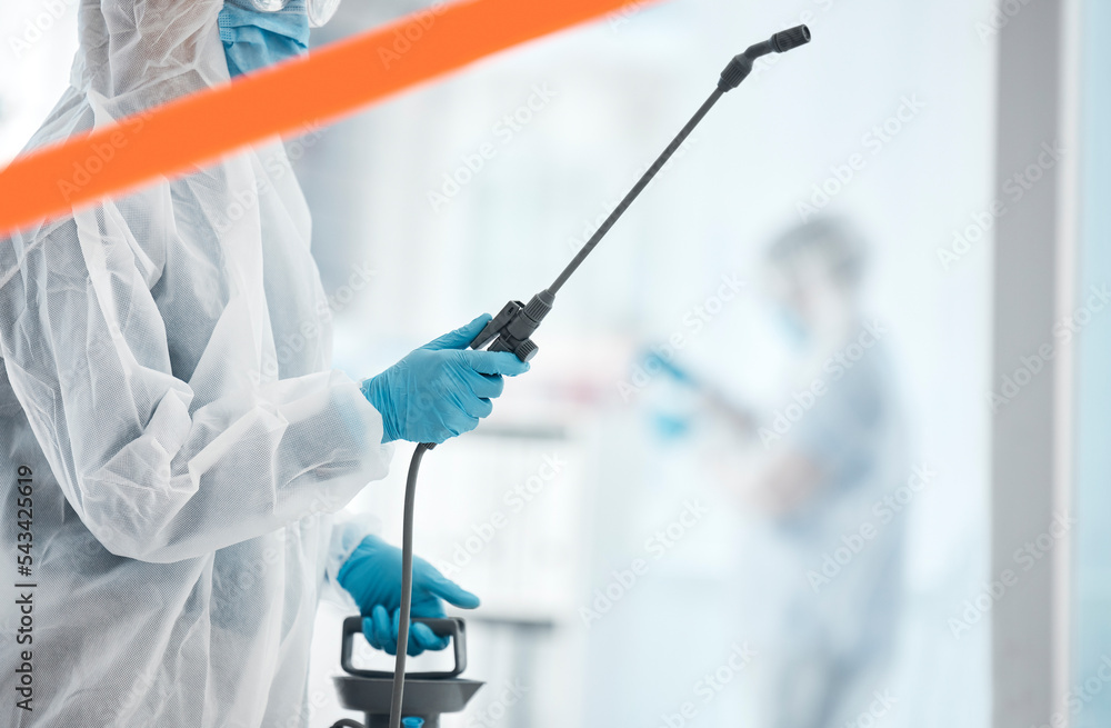 Hospital, cleaning and covid sanitation professional cleaner spray ...