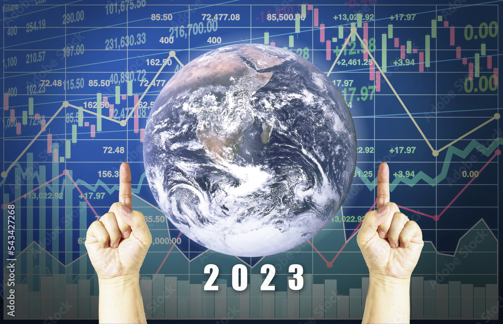 Global business forecast in 2023 show successful economy with fingers ...