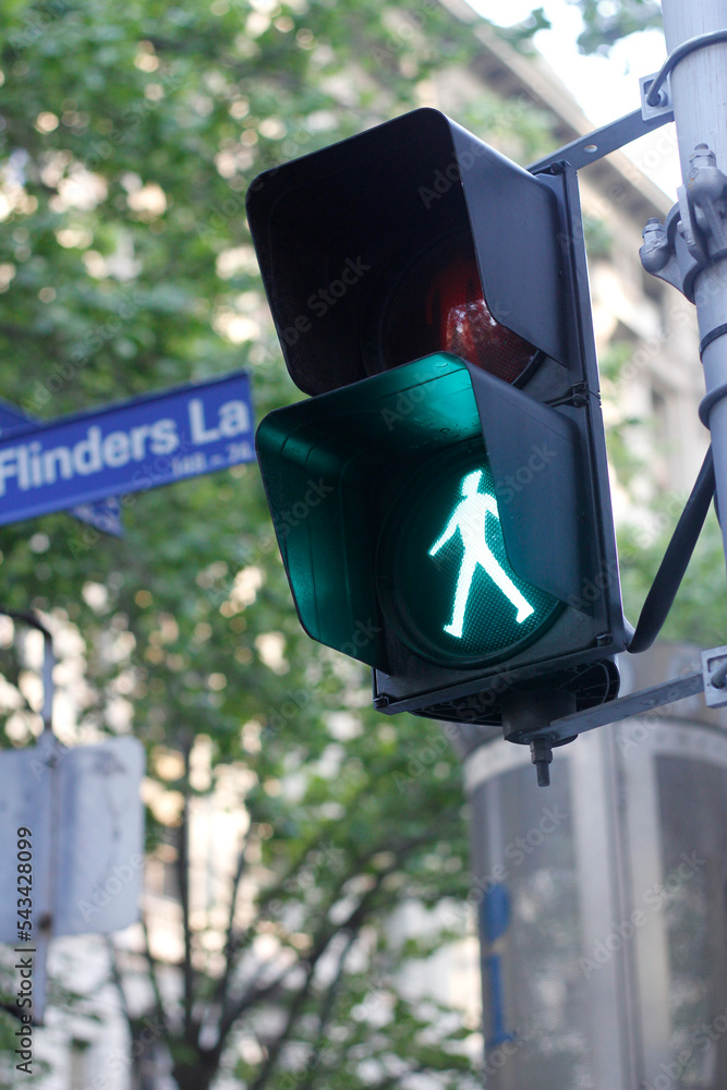 Green man on pedestrian crossing light Stock Photo | Adobe Stock