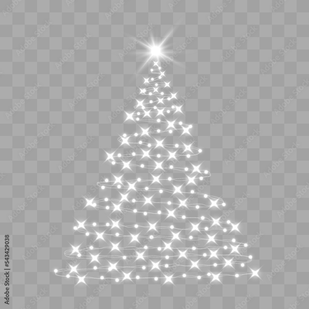 Shiny Christmas tree. Glittering lights in the form of a Christmas tree ...