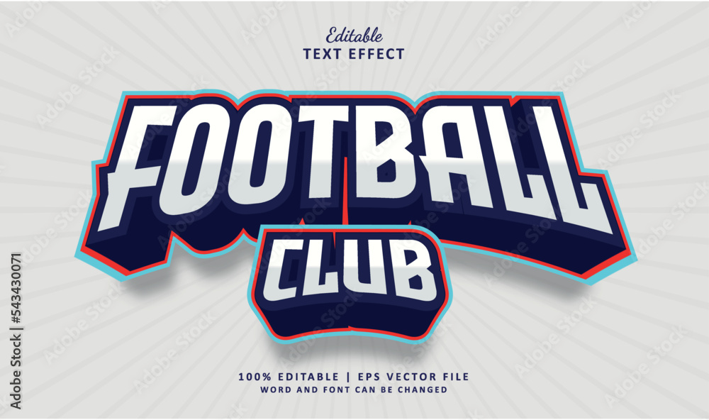 Football Club editable text effect style vector Stock Vector | Adobe Stock