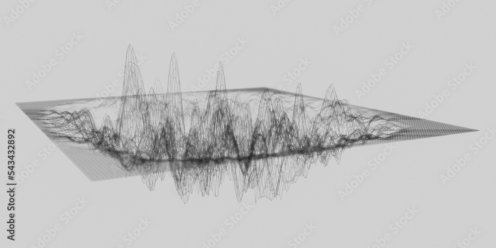 Illustration of abstract wireframe sound waves, visualization of ...