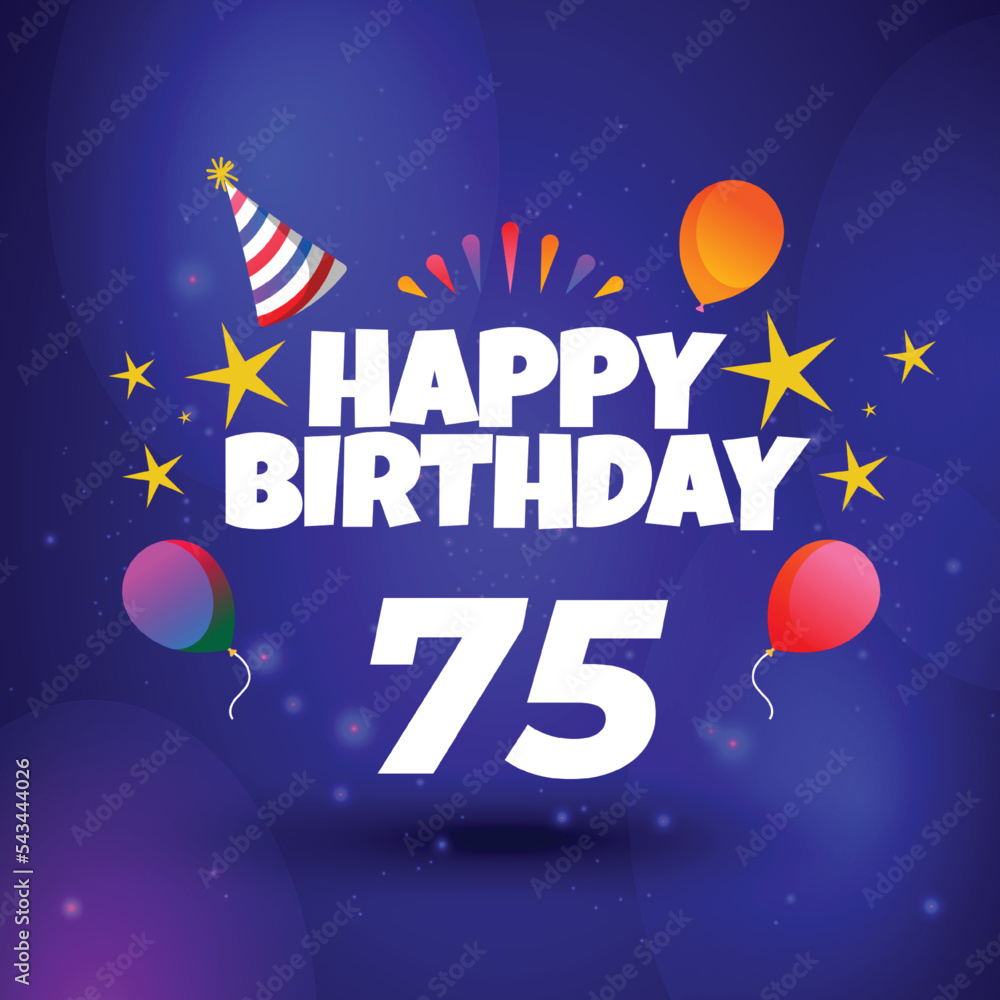 Happy 75th birthday balloons greeting card background Stock Vector ...