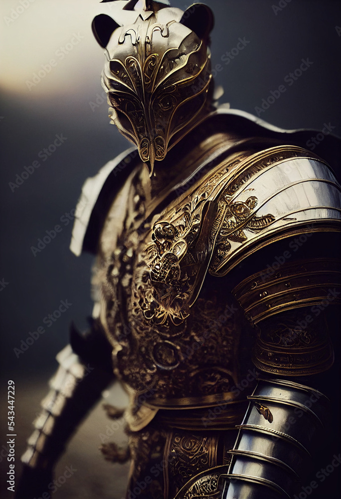 Anthropomorphic Majestic Tiger Knight in Portrait with Finely Detailed ...