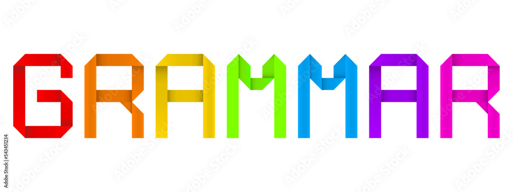 Vector concept or conceptual paper origami font forming the GRAMMAR ...