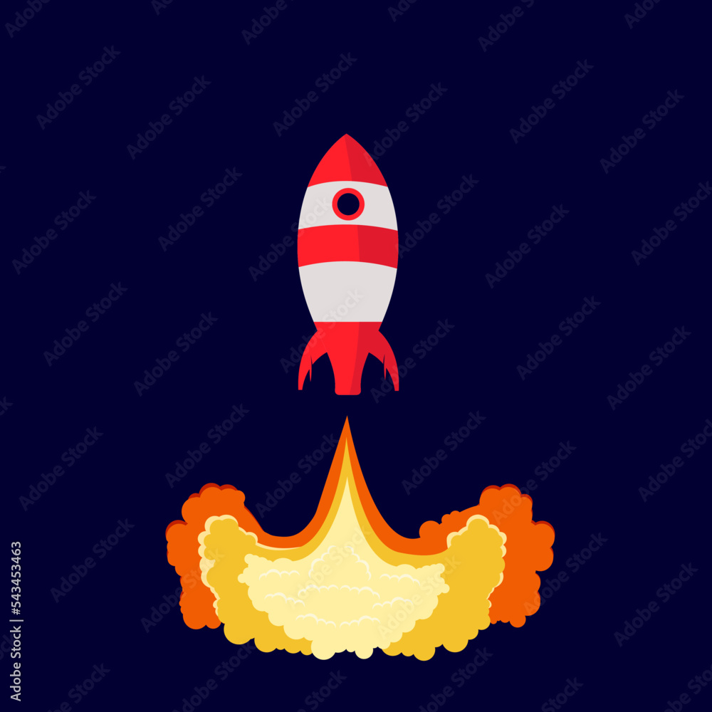 Rocket launch vector ship begin challenge start up. Start project ...