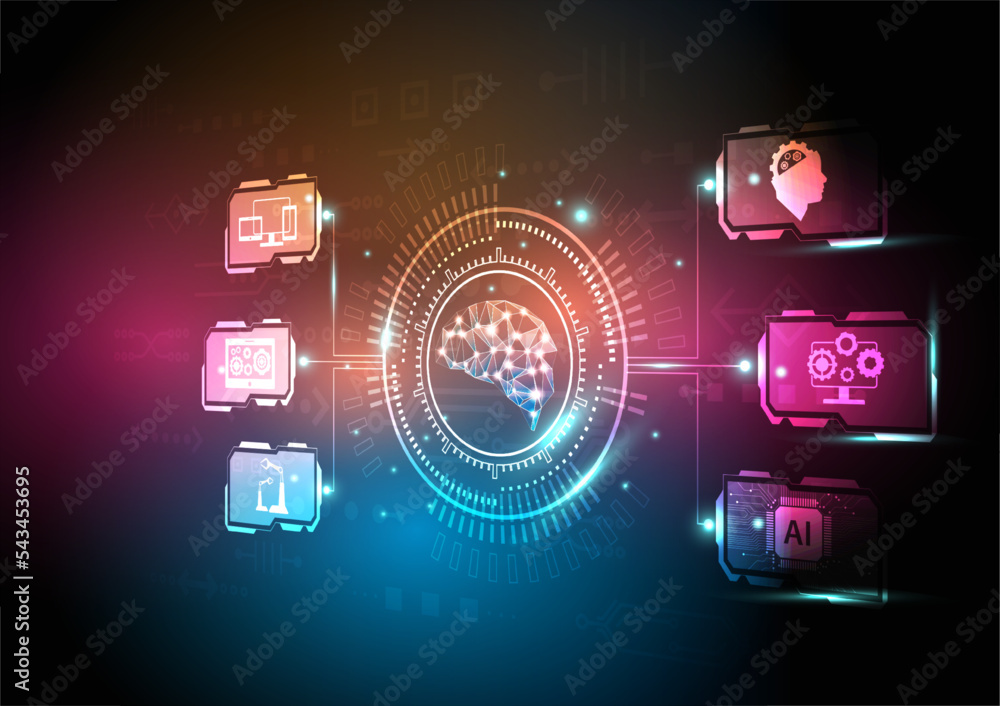 Abstract artificial intelligence technology background. big data, cloud ...