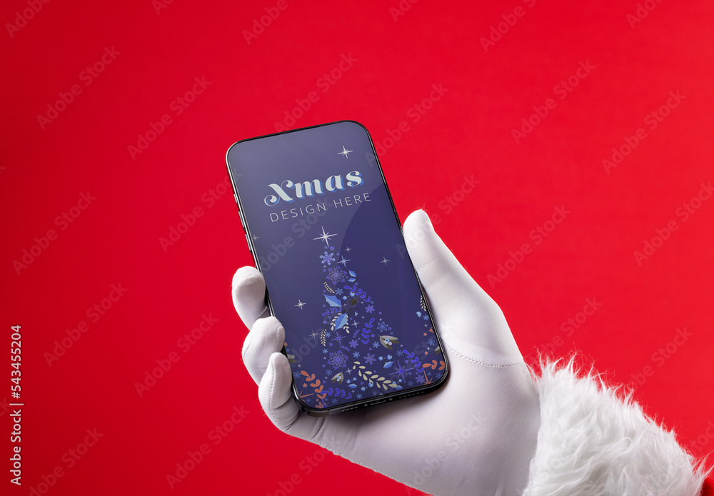 Santa Phone Mockup Stock Template | Adobe Stock