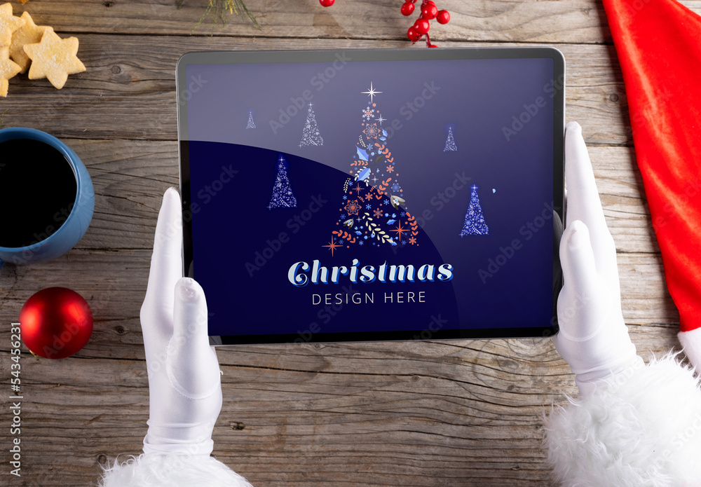Christmas Tablet Screen Mockup Stock Template | Adobe Stock