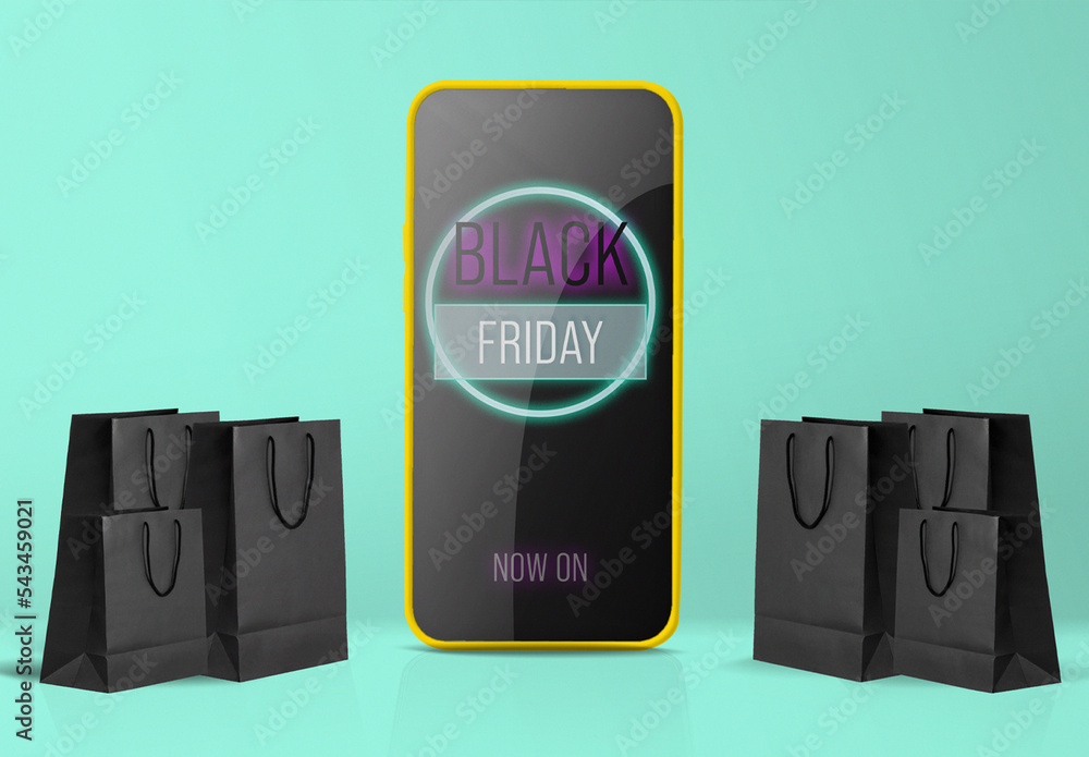 Black Friday Mobile and Bag Mockup Stock Template | Adobe Stock