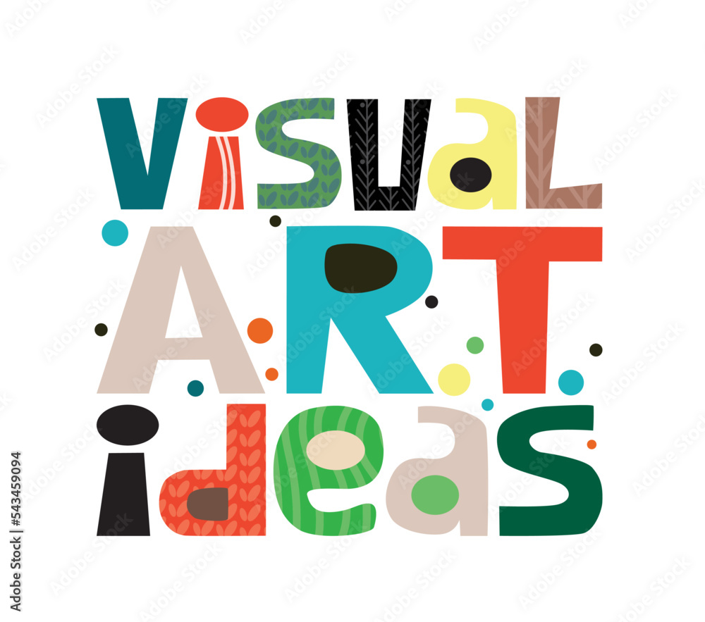 Visual art ideas colourful vector lettering. Words design subject ...