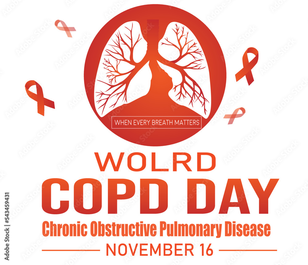 World COPD Day Wallpaper with lungs and ribbon in the background. Chronic Obstructive Pulmonary ...