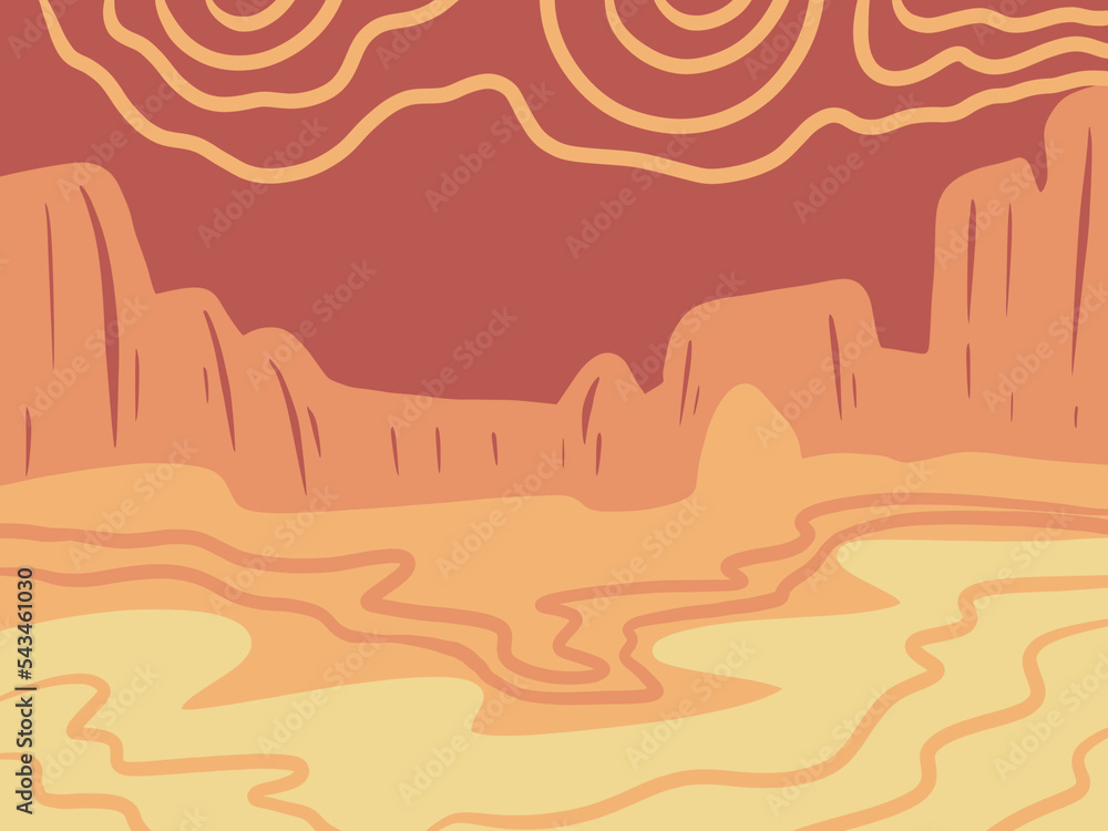 illustration of desert landscape aesthetic background colorfull ...