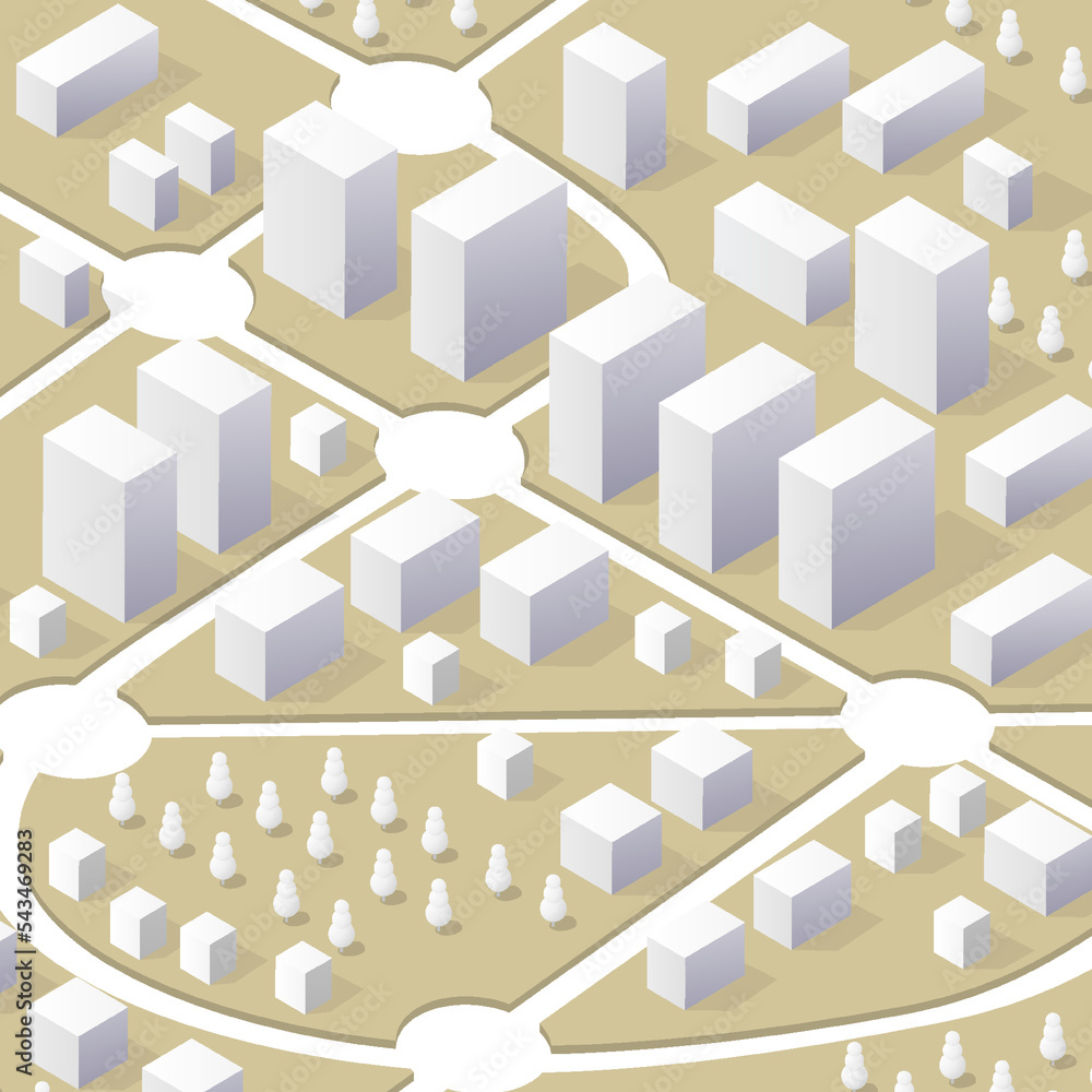 A simple drawing of an isometric vertical city map of an urban Stock ...