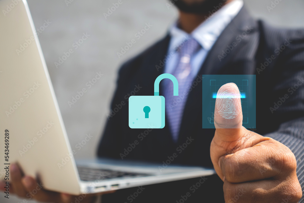 Cyber security concept, Biometric attendance authentication system ...