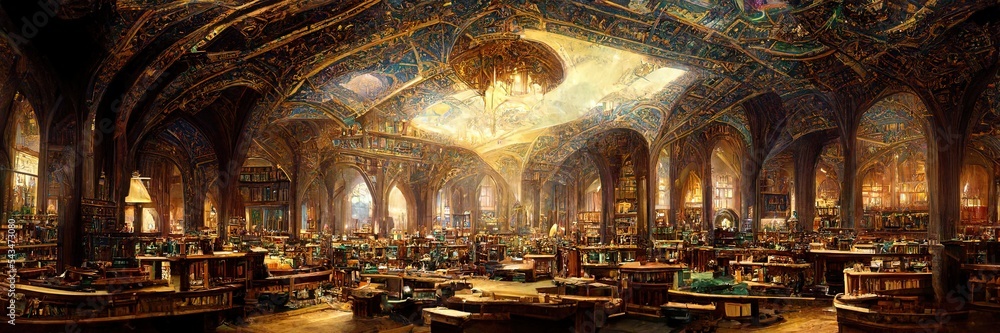 The ancient majestic hall of the library. Beautiful ceremonial hall ...