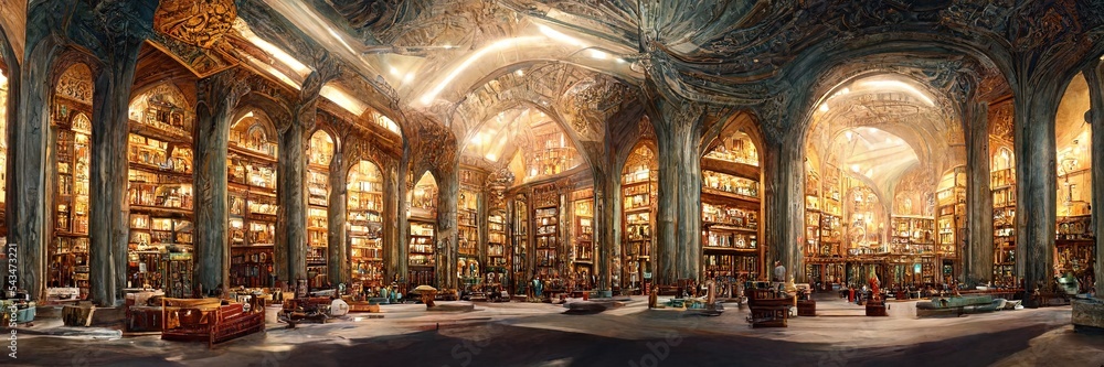 The ancient majestic hall of the library. Beautiful ceremonial hall ...