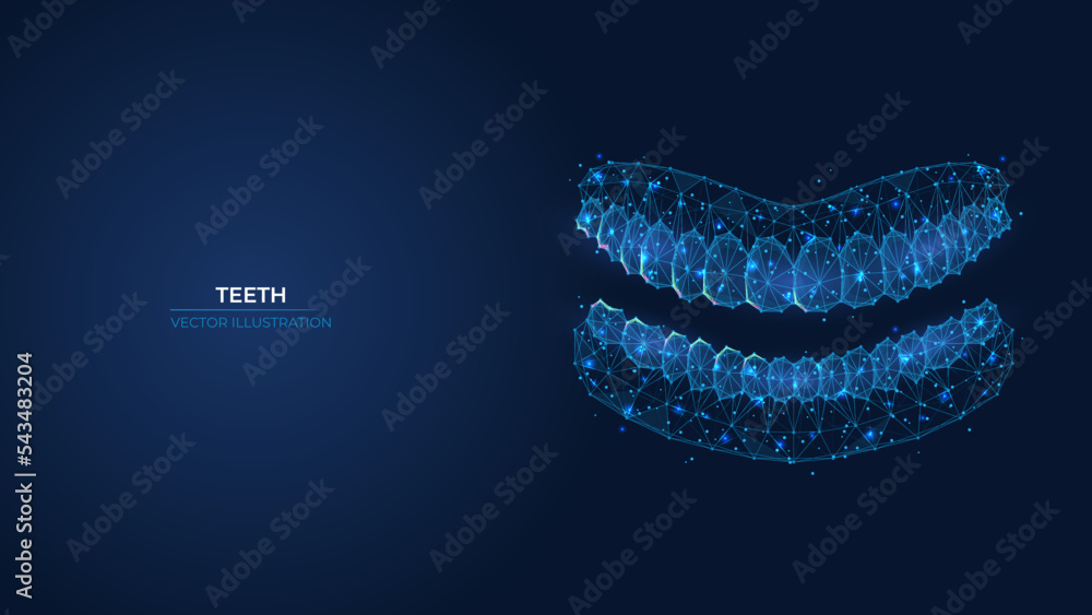 Futuristic abstract symbol of the upper and lower row of teeth ...