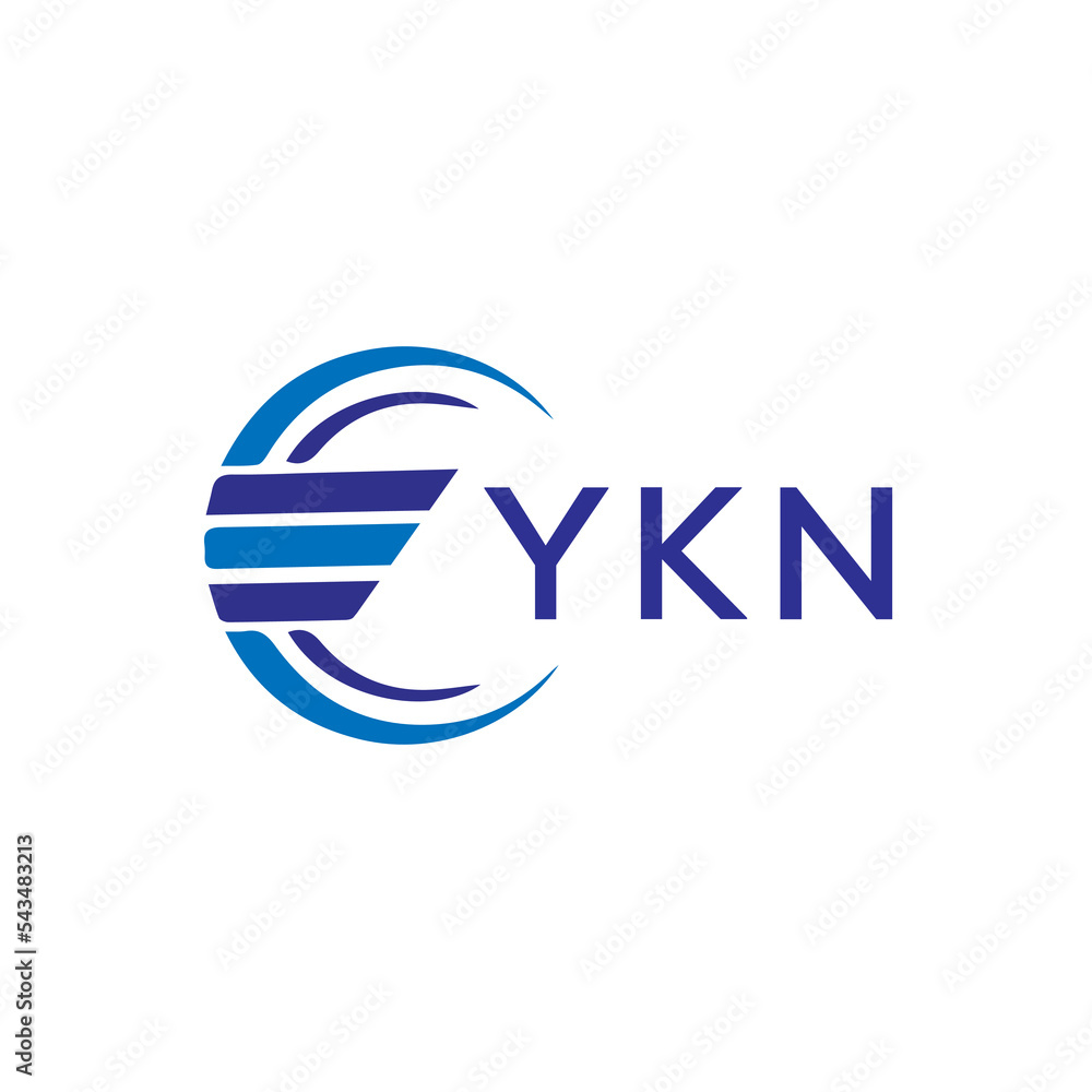 YKN letter logo. YKN blue image on white background. YKN vector logo design for entrepreneur and ...