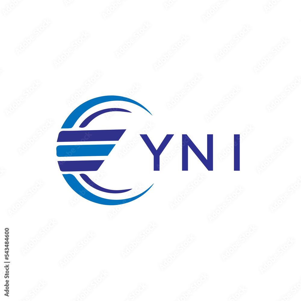 YNI letter logo. YNI blue image on white background. YNI vector logo design for entrepreneur and ...