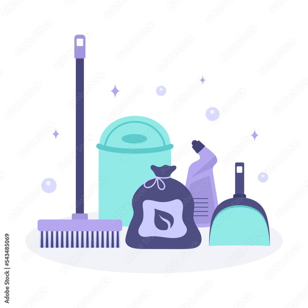 cartoon vector illustration of house cleaning supplies Stock Vector ...