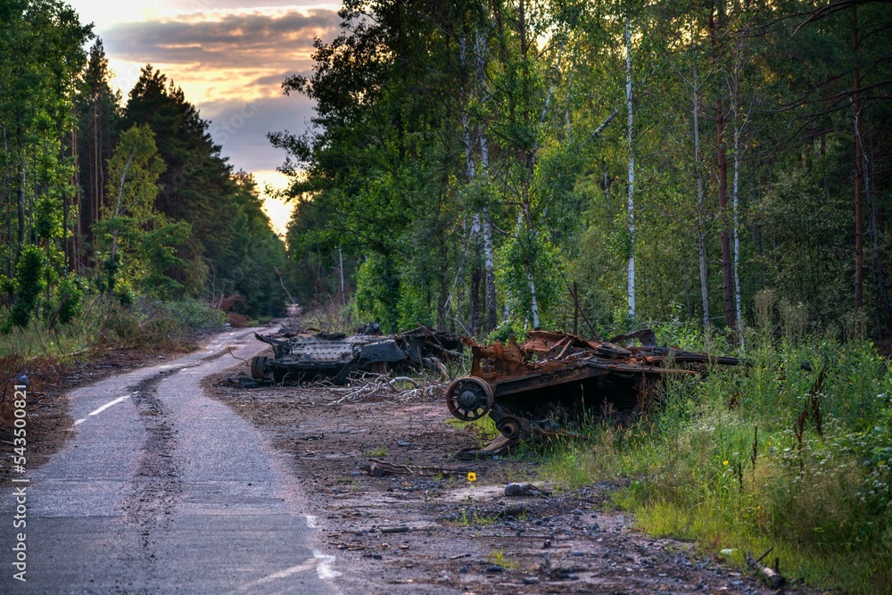War in Ukraine, Remains of Destroyed and burned by Ukrainian army ...