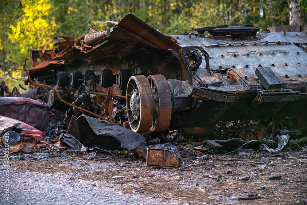 War in Ukraine, Remains of Destroyed and burned by Ukrainian army ...