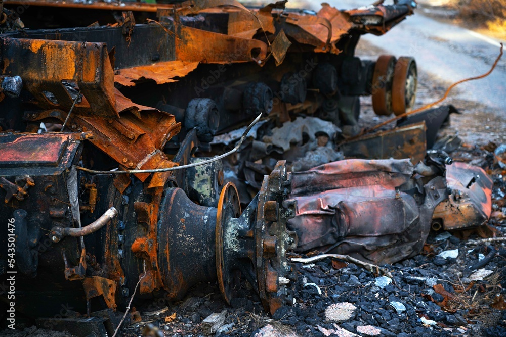 War in Ukraine, Remains of Destroyed and burned by Ukrainian army ...