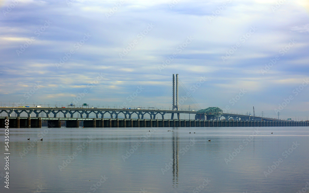 MONTREAL CANADA 10 24 2022: Samuel De Champlain Bridge an a part of the ...