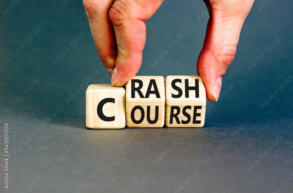 Crash course symbol. Concept words Crash course on wooden cubes ...