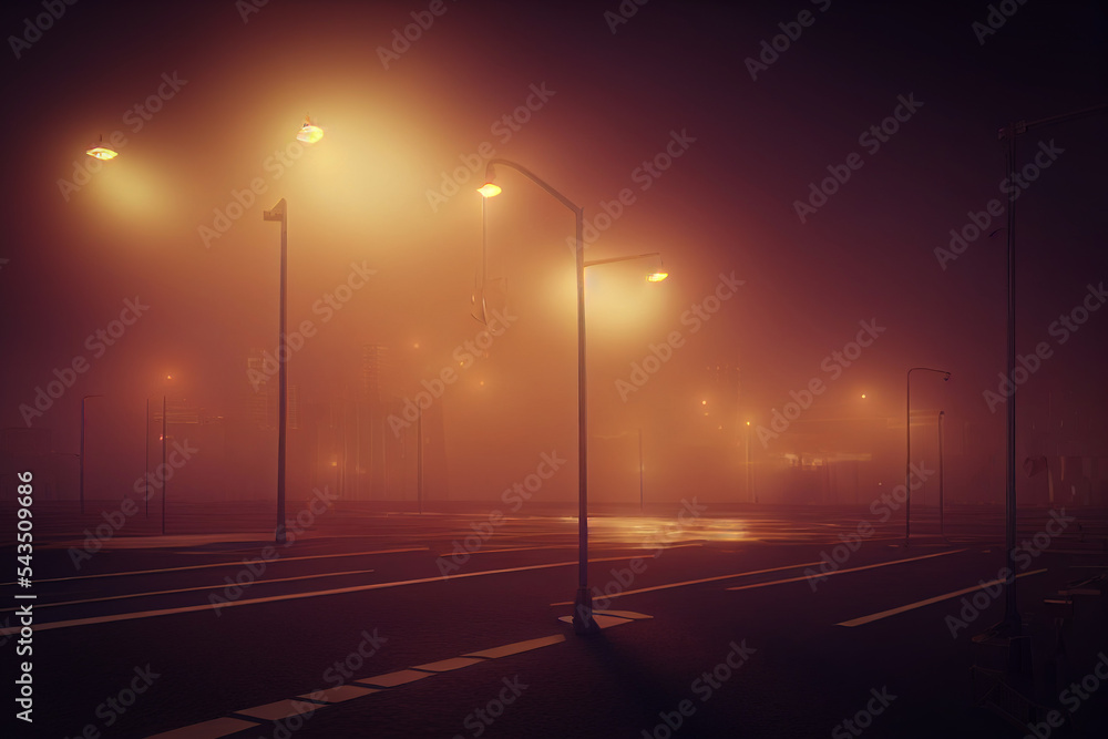 Creepy dramatic street with creepy light, modern and realist cg 3D ...