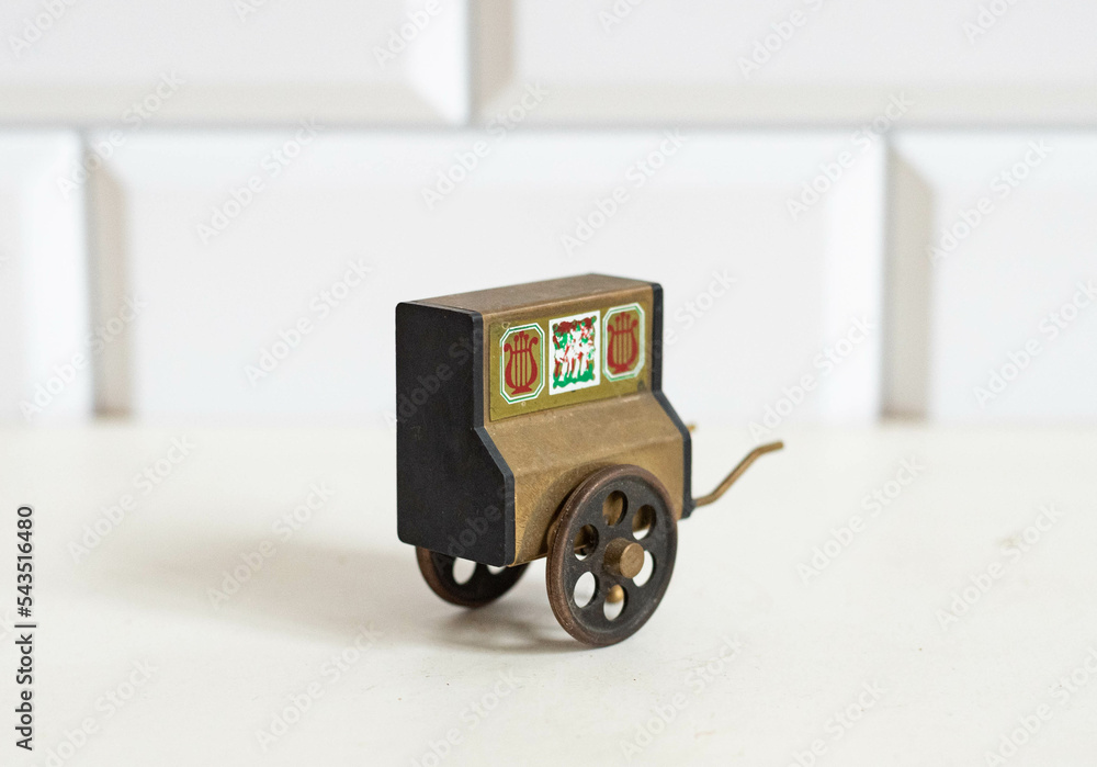 Poster Vintage miniature music box, barrel organ, hurdy-gurdy for a ...