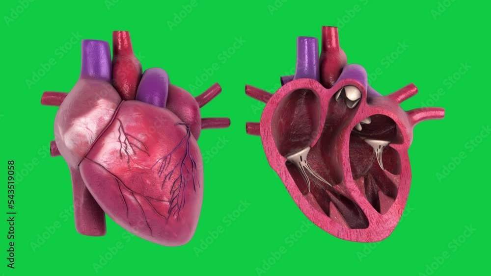 Human Heart Beating Full And Section View Cardiovascular System ...