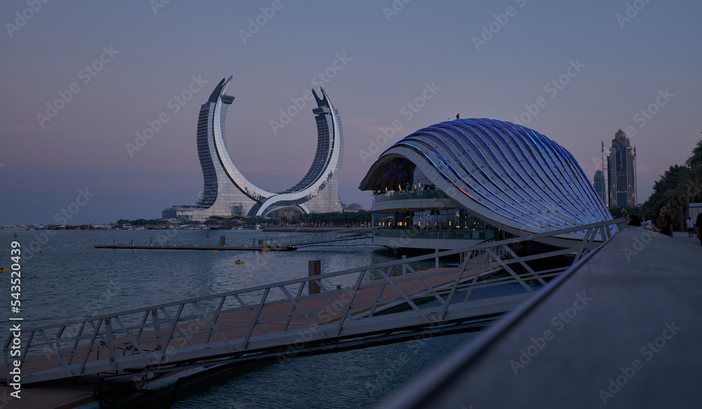 Lusail city, Qatar : Katara Towers project in Lusail marina sunset view ...