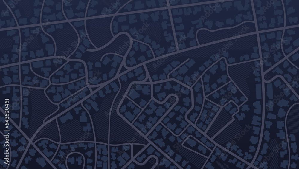 City top view. Gps map navigation to own house. View from above the map ...