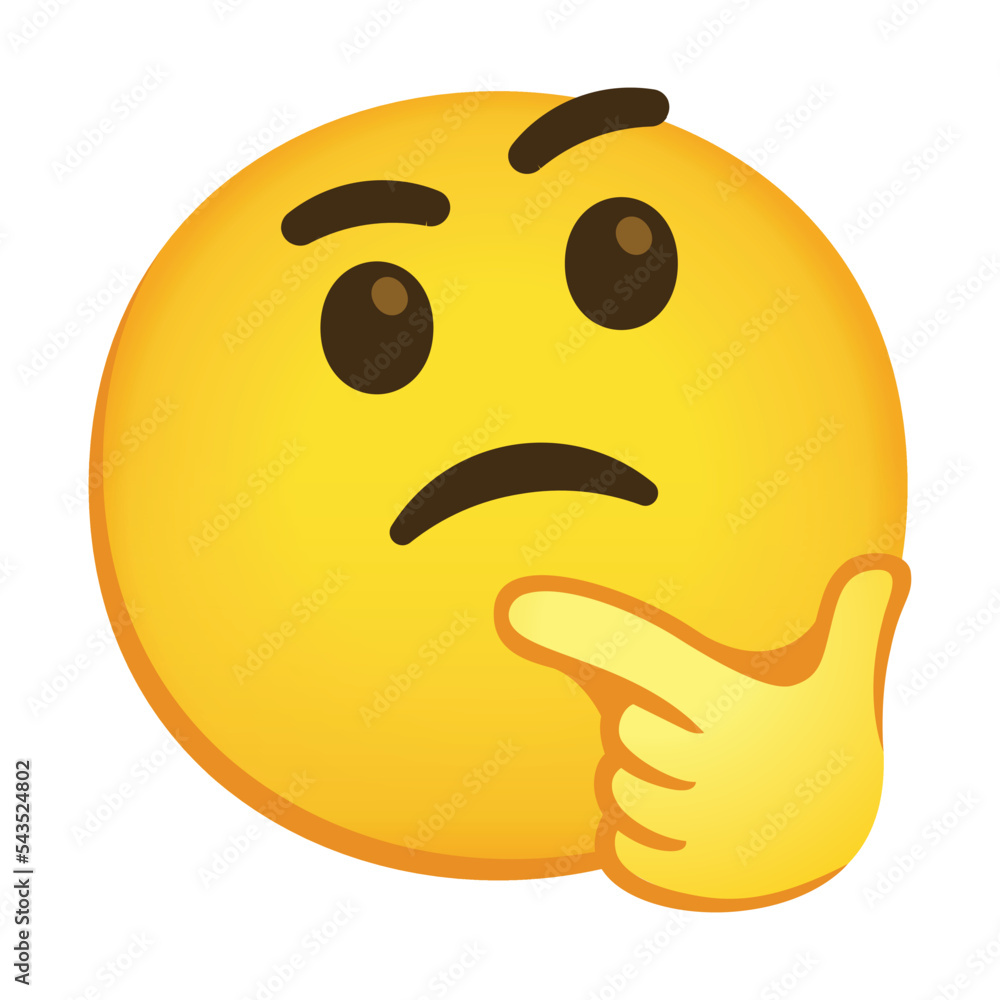 Thinking Face vector flat icon. Isolated yellow face with furrowed ...