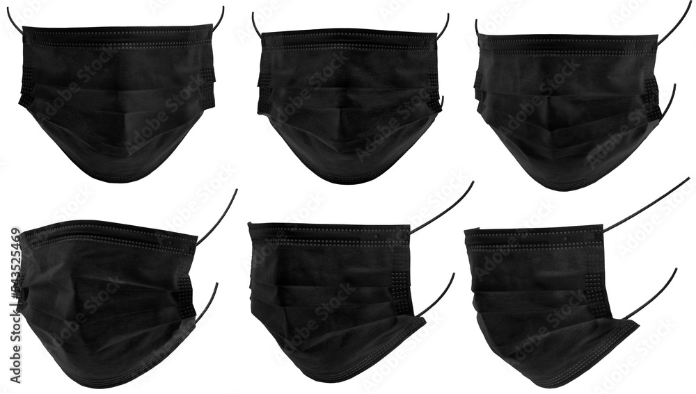 Medical mask or surgical earloop mask isolated on white background with ...