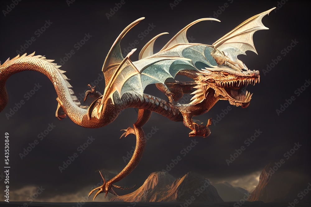 Dragon in Flight Stock Illustration | Adobe Stock