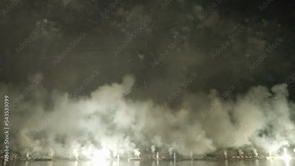 Bright colorful fireworks explode over Venice on Feast of Redemeer ...