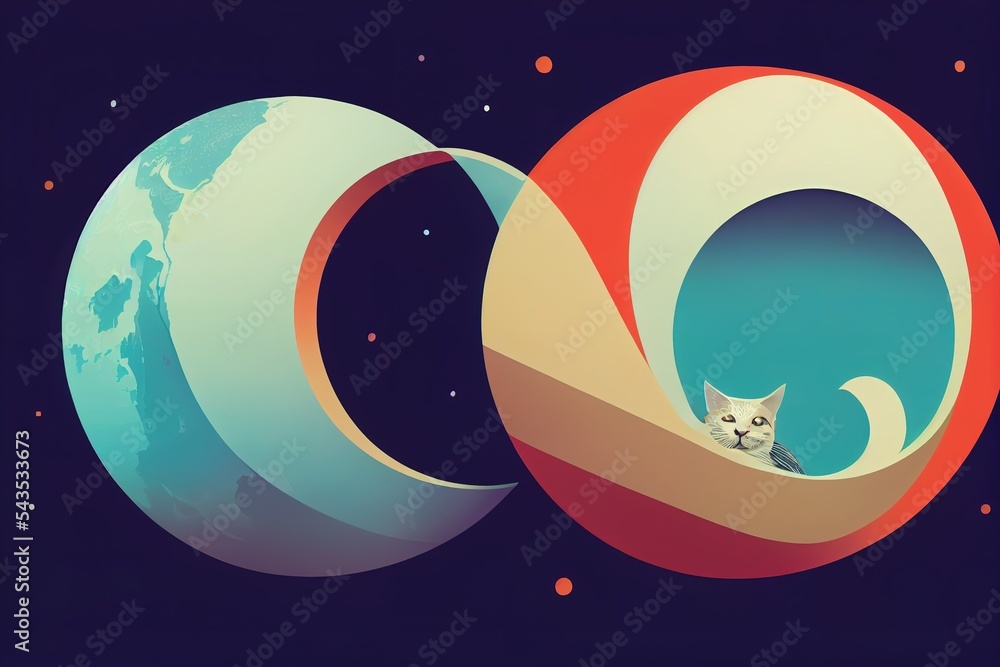 cat world logo design. planet cat logo design Stock Illustration ...