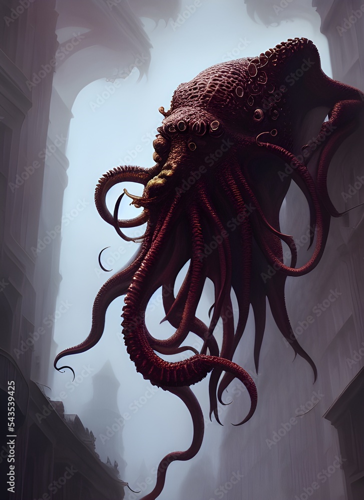 cthulhu epic battle, fantasy, smooth, sea monster, spirit, squad, sprut ...