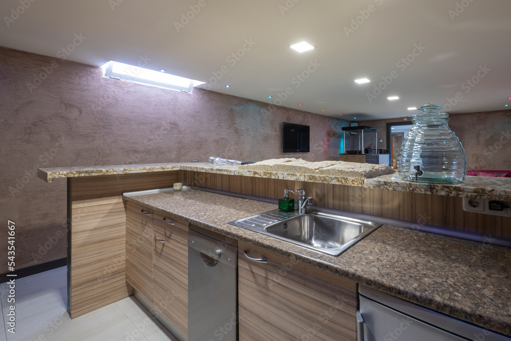 Bar counter in the game room and music room on the ground floor of a ...
