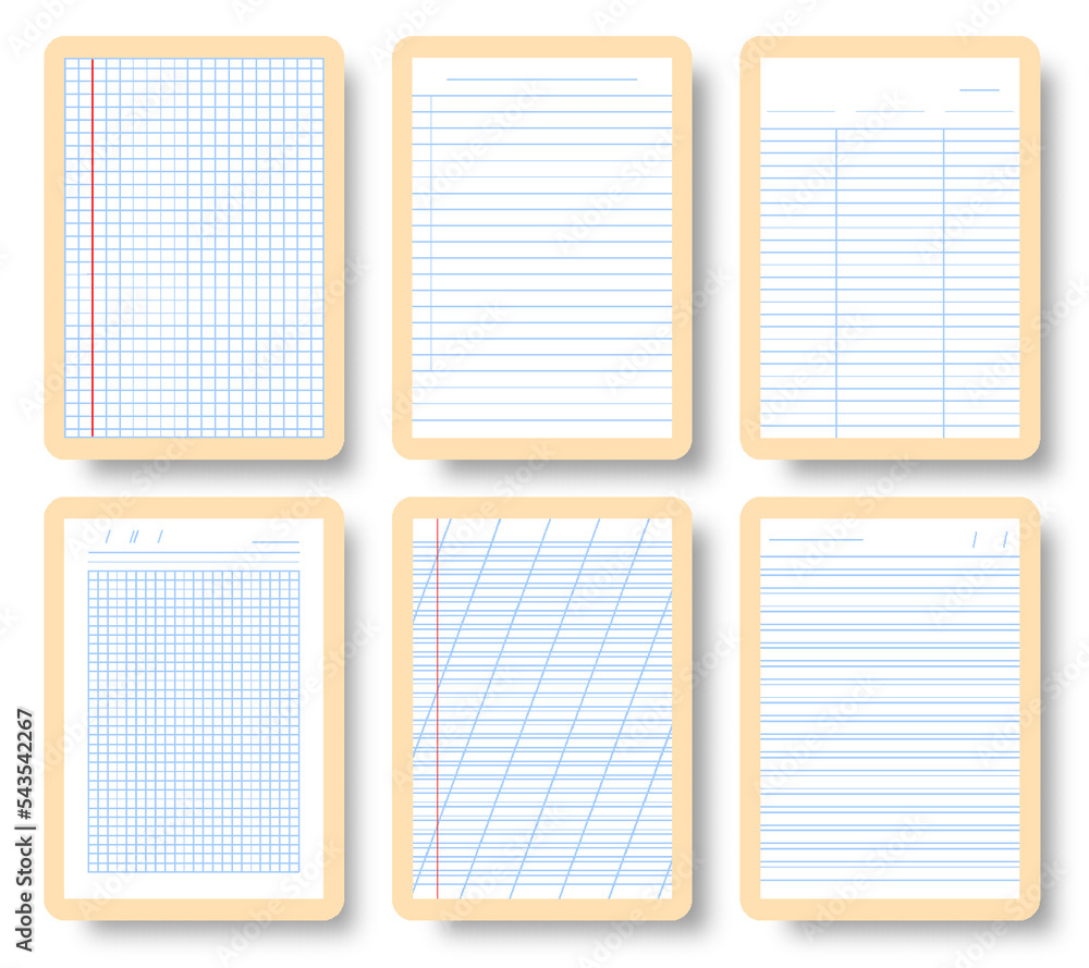 Notebook A4 blank grid square cell lined paper sheet set for school ...