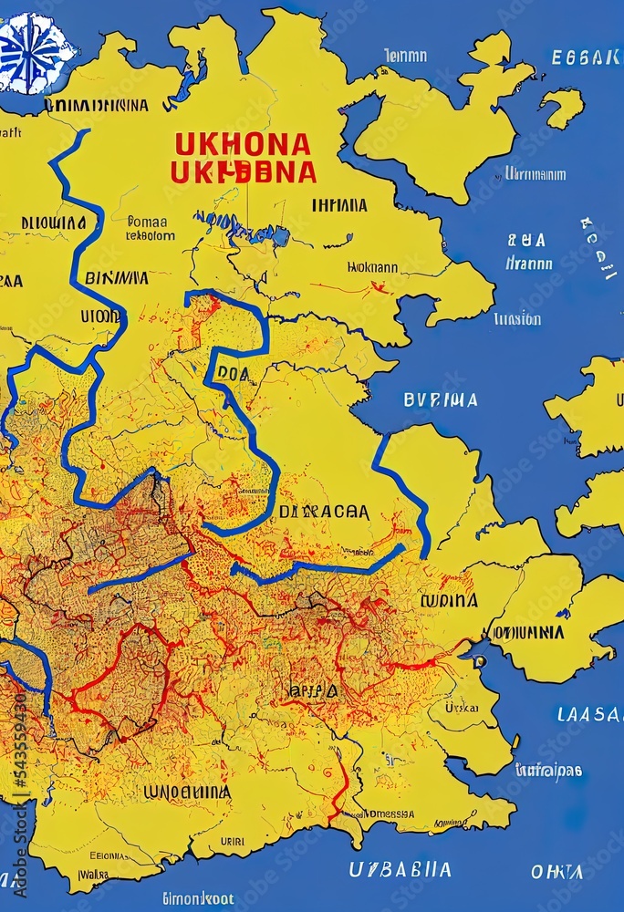 Ukraine on Europe map, Donetsk and Luhansk regions (Donbass or Donbas ...