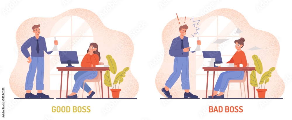 Bad and good boss. Comparison of two management methods, opposition ...