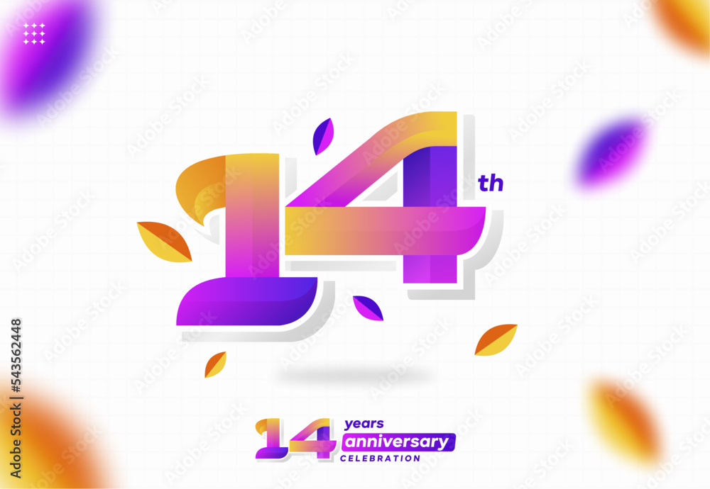 Number 14 logo icon design. 14th birthday logo number. anniversary 14 ...
