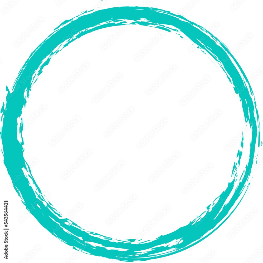 Turquoise circle brush stroke vector isolated on white background ...