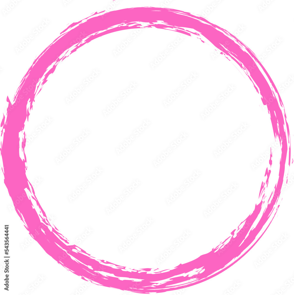 Pink circle brush stroke vector isolated on white background. Pink enso ...