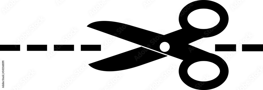 simple flat black vector scissors icon, cut here line symbol.eps Stock ...
